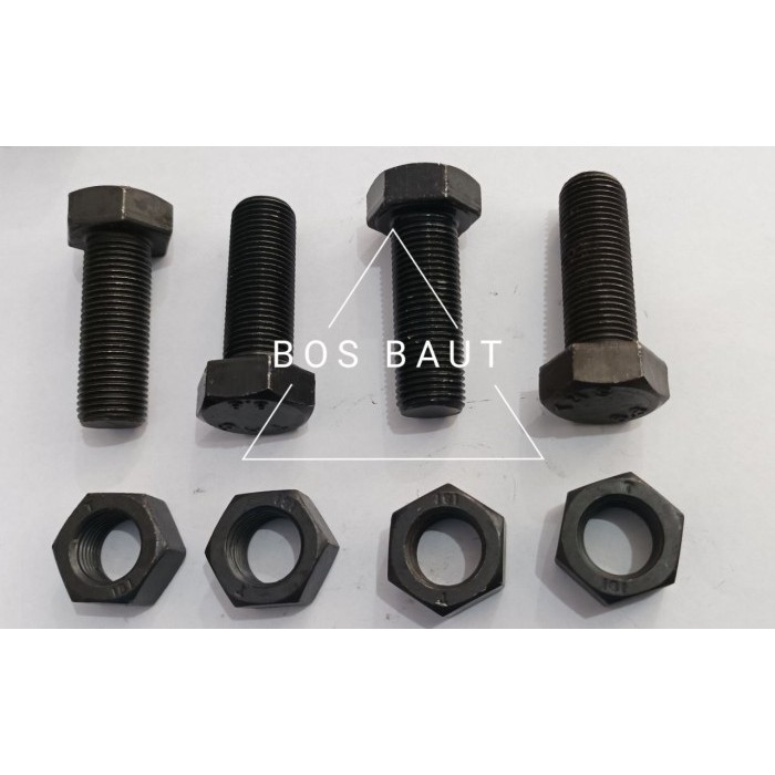 Jual Baut Mur Baja 8.8 Drat Halus M16 X 45 Pitch 1.5 Kunci 24 Hitam | Shopee Indonesia