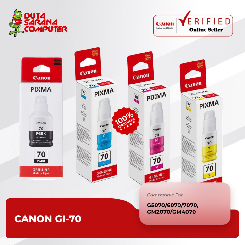 Jual CANON GI-70 BLACK, CYAN, MAGENTA, YELLOW INK BOTTLE | Shopee Indonesia