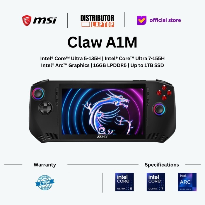 Jual MSI Claw A1M Intel Ultra 5-135H / 7-155H 16GB 7" IPS 120Hz Intel Arc | Shopee Indonesia