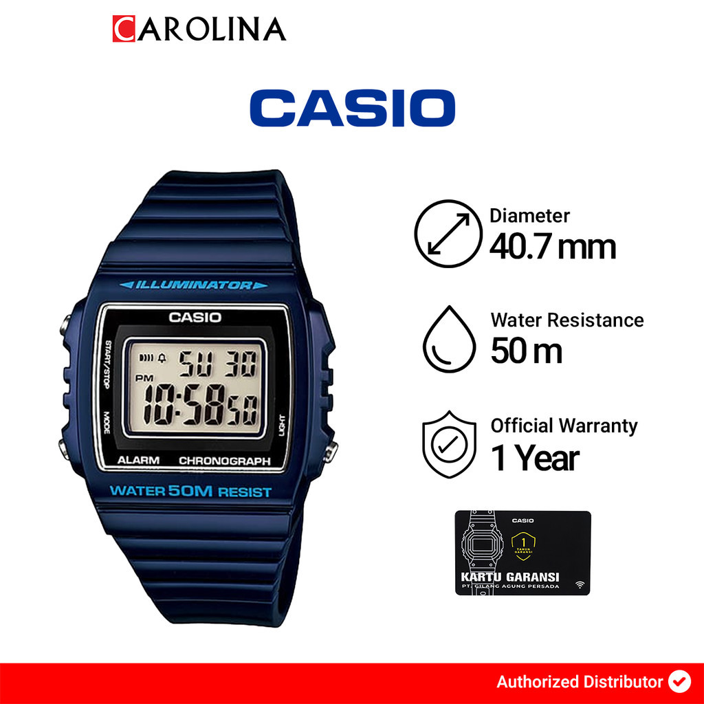 Jual Jam Tangan Pria Casio General W-215H-2A WR 50M Digital Dial Blue ...