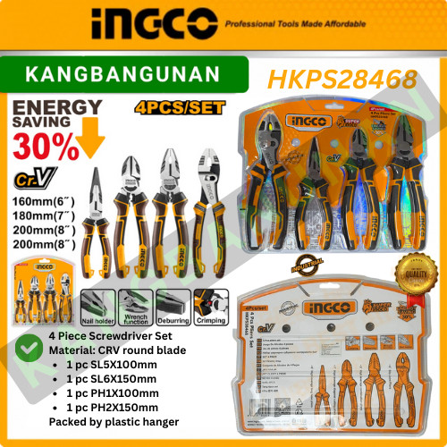 Jual INGCO Tang Potong Jepit Set 4 Piece Reducing Pliers Set HKPS28468 ...