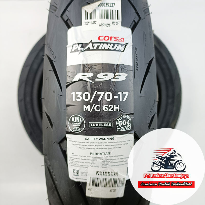 Jual Corsa Platinum R93 130/70-17 Ban Motor Sport Tubeless BONUS Pentil ...