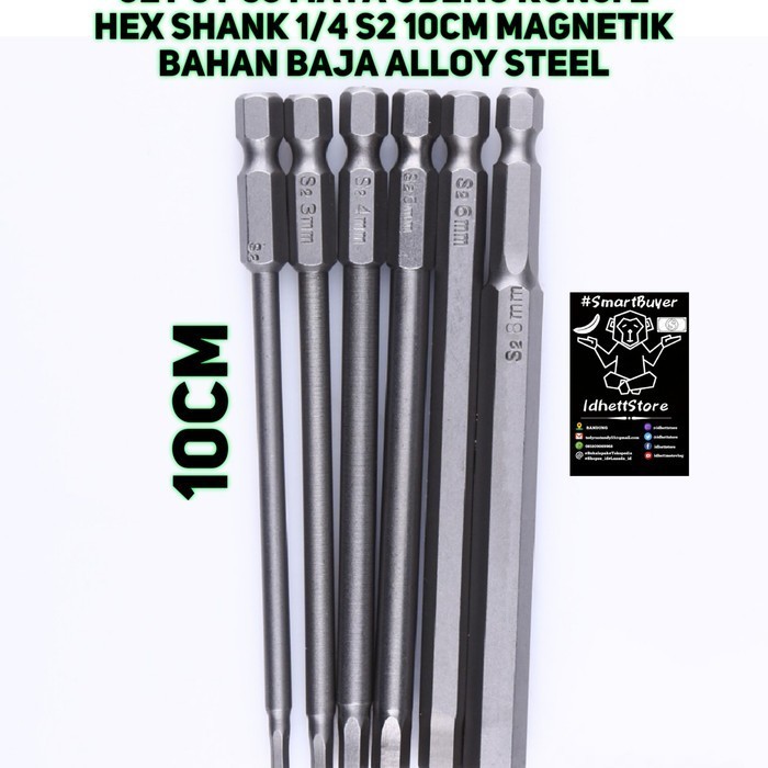 Jual Produk Dijual Set 6 Pcs Mata Obeng Kunci L Hex Shank 1/4 S2 10Cm ...