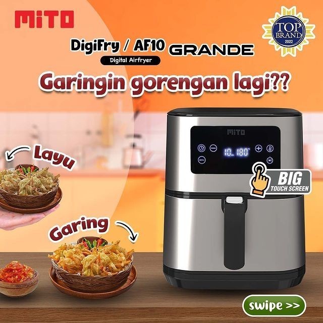 Jual Digital Air Fryer Mito Grande Af10 Kapasitas 6 Liter Garansi Resmi ...