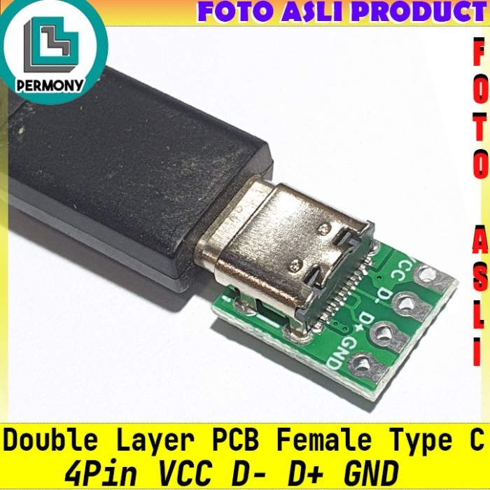 Jual Usb Type C 4Pin Double Layer Pcb Adapter Female Socket Soket ...