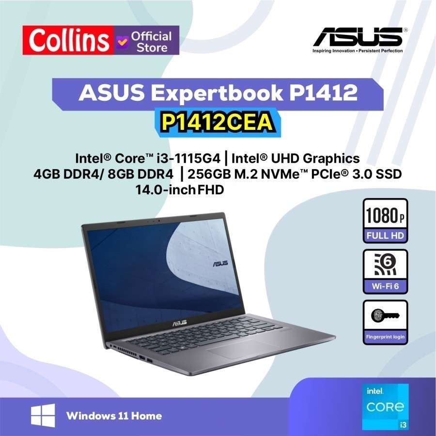 Jual ASUS EXPERTBOOK P1412CEA I3-1115G4 4GB/8GB/12GB/20GB SSD 256GB 14 ...