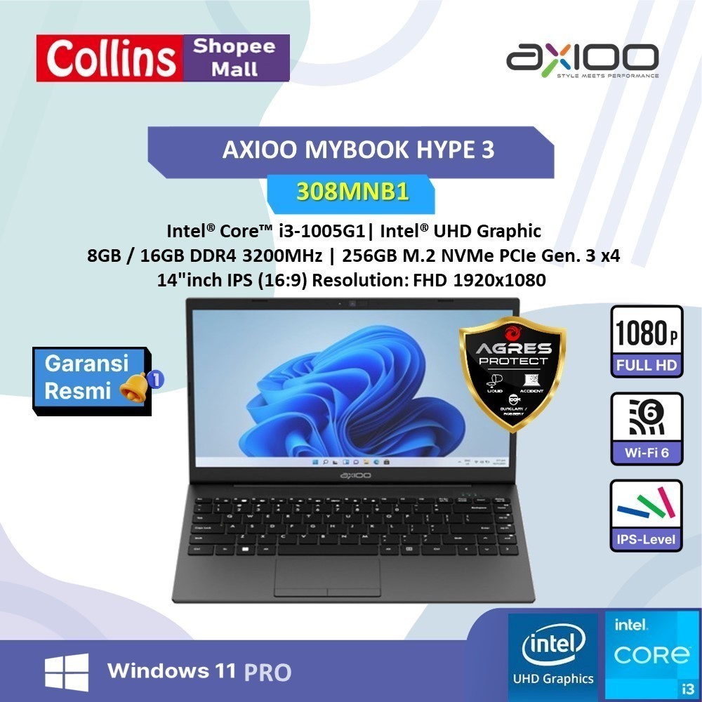 Jual AXIOO MYBOOK HYPE 3 I3-1005G1 DDR4 8GB/16GB 256GB 14" FHD IPS W11 ...