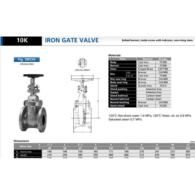 Jual 3 Inch Gate Valve Kitz Cast Iron Jis 10K | Shopee Indonesia