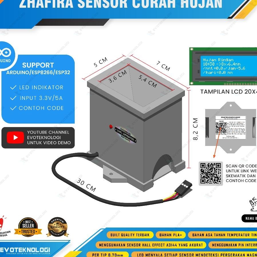 Jual Zhafira Sensor Curah Hujan Ombrometer Arduino Tipping Buet Rain ...