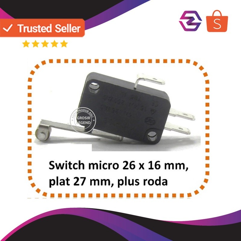 Jual Saklar micro limit switch gagang plat 27 mm plus roda sedang | Shopee Indonesia
