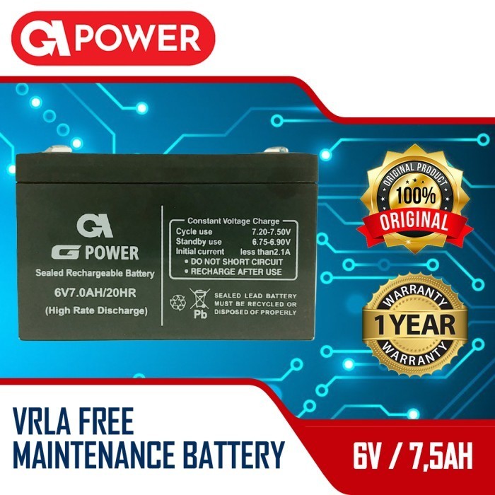 Jual Aki Ups Gpower 6V 7Ah Baterai Ups Batere Aki Kering Vrla Aki ...