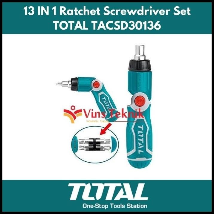 Jual Obeng Set 13 In 1 Ratchet Screwdriver Set Rachet Total Tacsd30136 ...