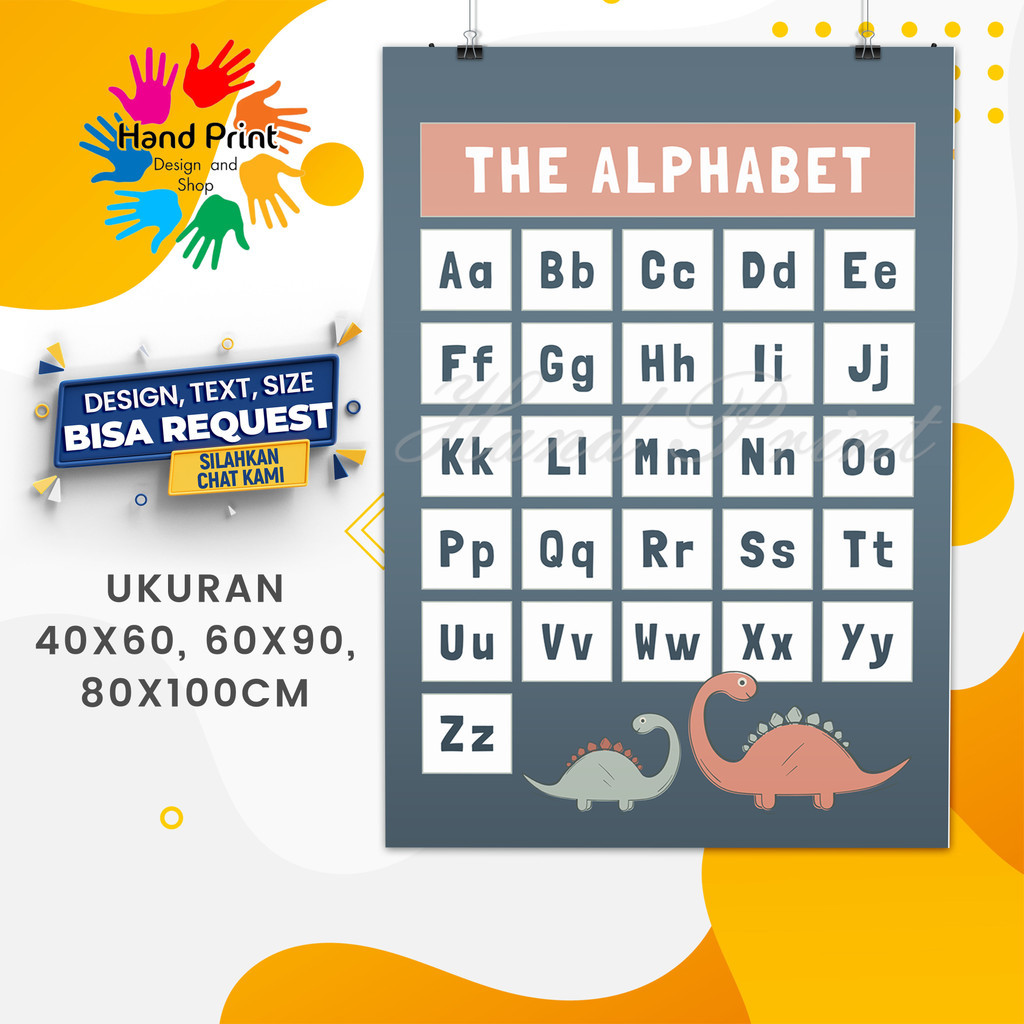 Jual Cetak Spanduk Banner MMT Huruf Abjad Gambar Dino 80x100cm Bisa ...