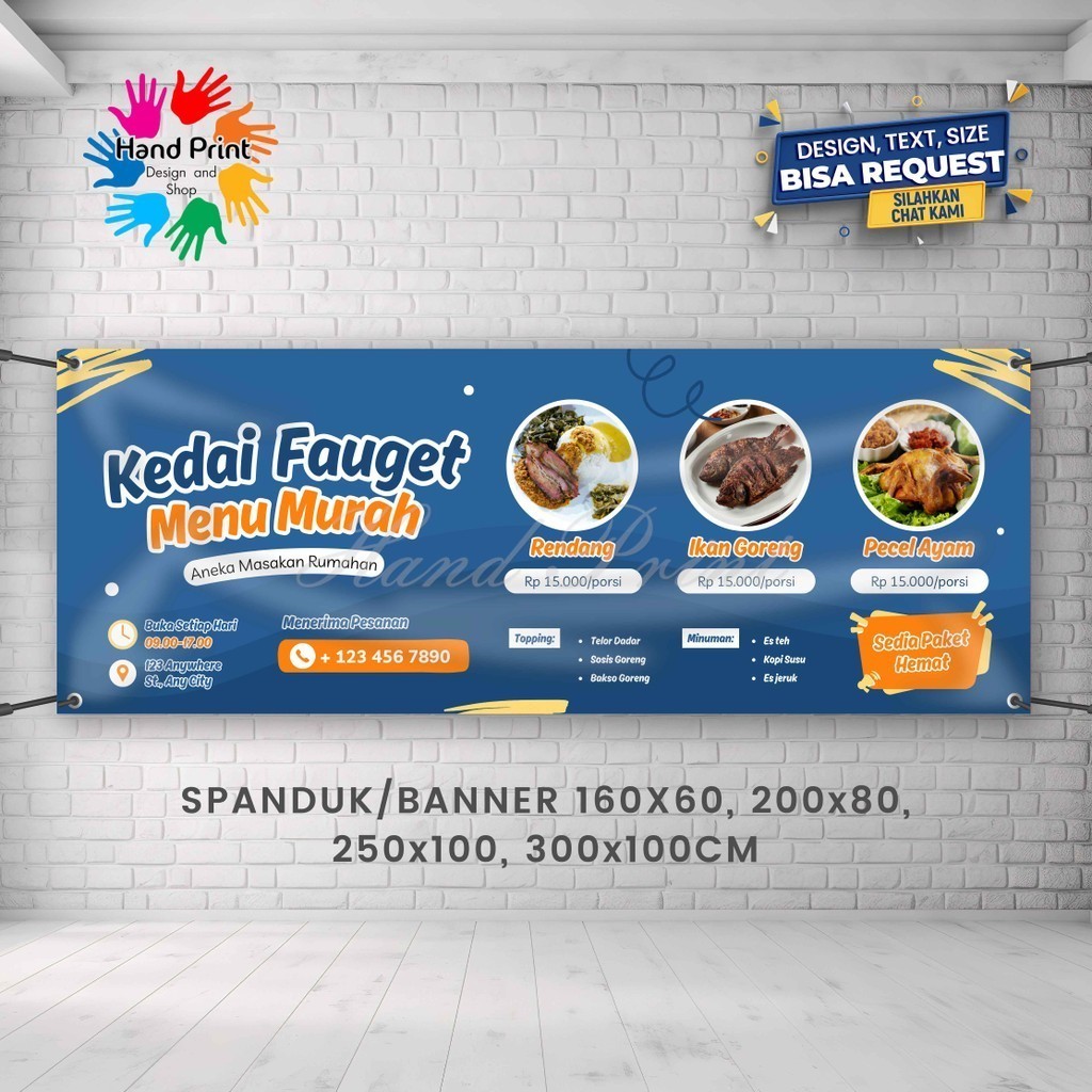 Jual Cetak Spanduk Banner Warung Makan Biru MMT Spanduk Custom ...