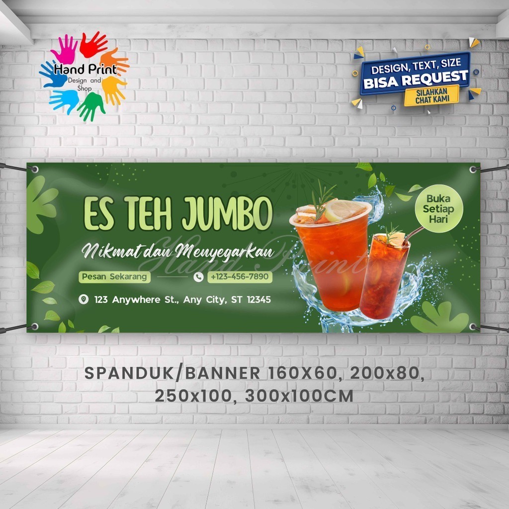 Jual Cetak Spanduk Banner Jualan Es teh Jumbo MMT Spanduk Custom ...