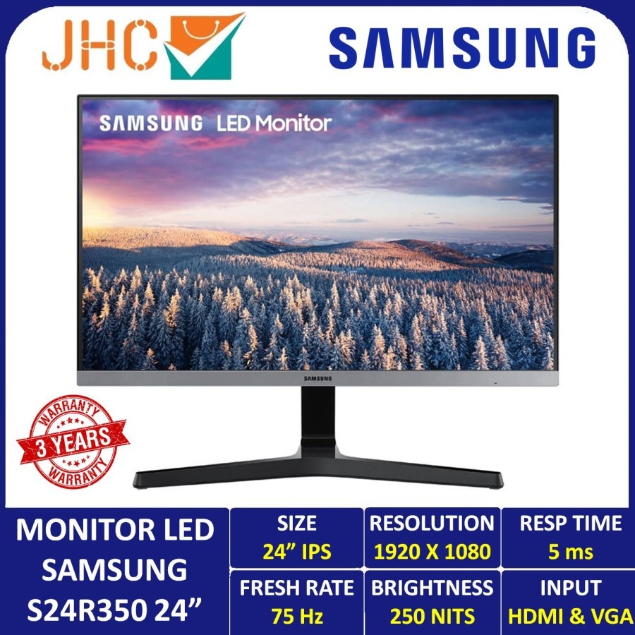 Jual Monitor LED Samsung S24R350 24" IPS FHD HDMI VGA 75Hz FreeSync 24 ...