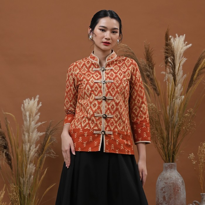 Jual Alib Nona Rara - Laura Garut Orange T3053, Baju Kerja Blouse Batik ...