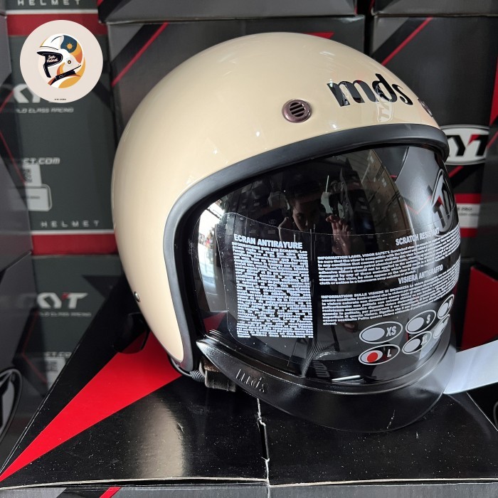 Jual Helm Half Face Jadul Retro Mds Magnum Cream Gloss Solid | Shopee ...