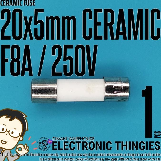 Jual (5) 20x5mm 250V F8A FAST FUSE MINI CERAMIC SEKRING KERAMIK 20x5 ...