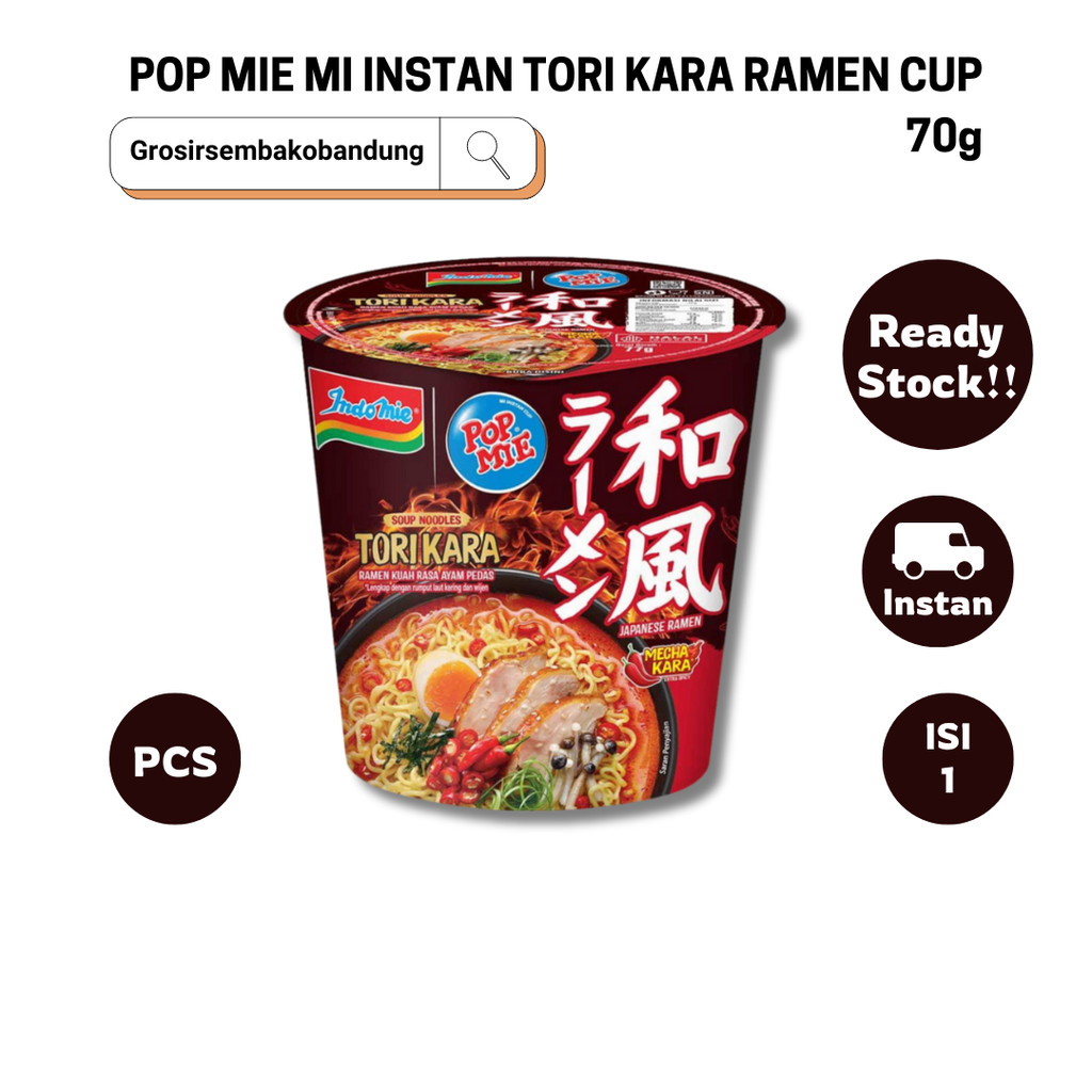 Jual POP MIE MI INSTAN TORI KARA RAMEN CUP 70g - 1 Pcs - Kota Bandung | Shopee Indonesia