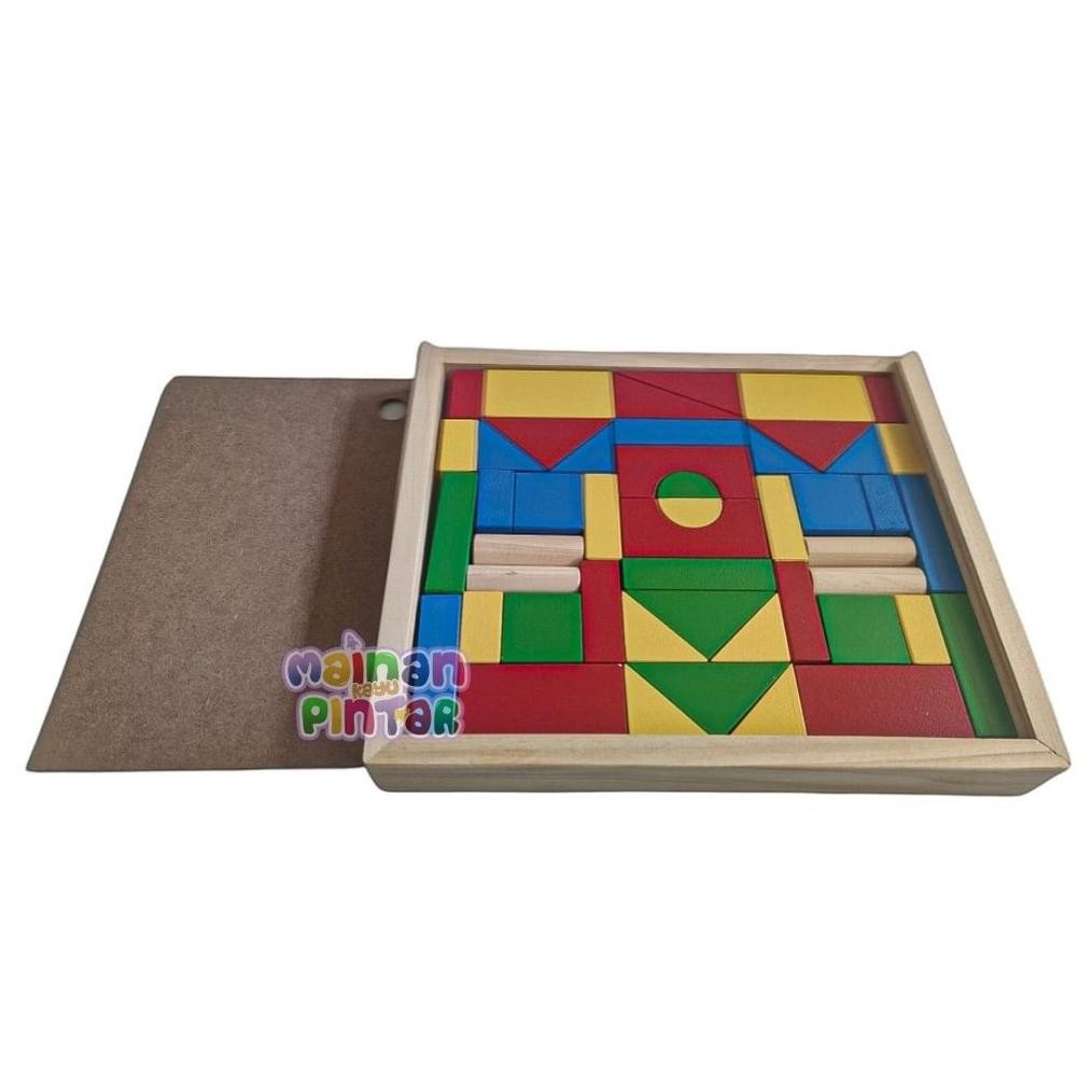 Jual gh-67 Mainan Edukasi Anak City Block Kayu Balok Warna Susun Blok ...