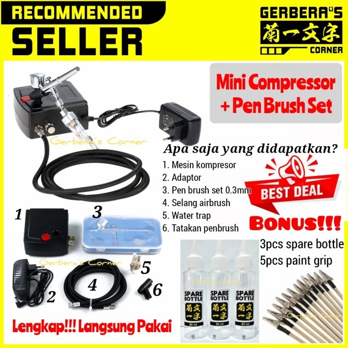Jual Ba Mini Compressor + Pen Brush Set - Spray Gun Airbrush Air ...