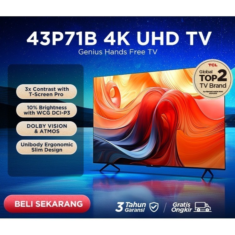 Jual TCL 43 Inch P71B Google TV 4k- Smart UHD - T-Screen - HDR 10 ...