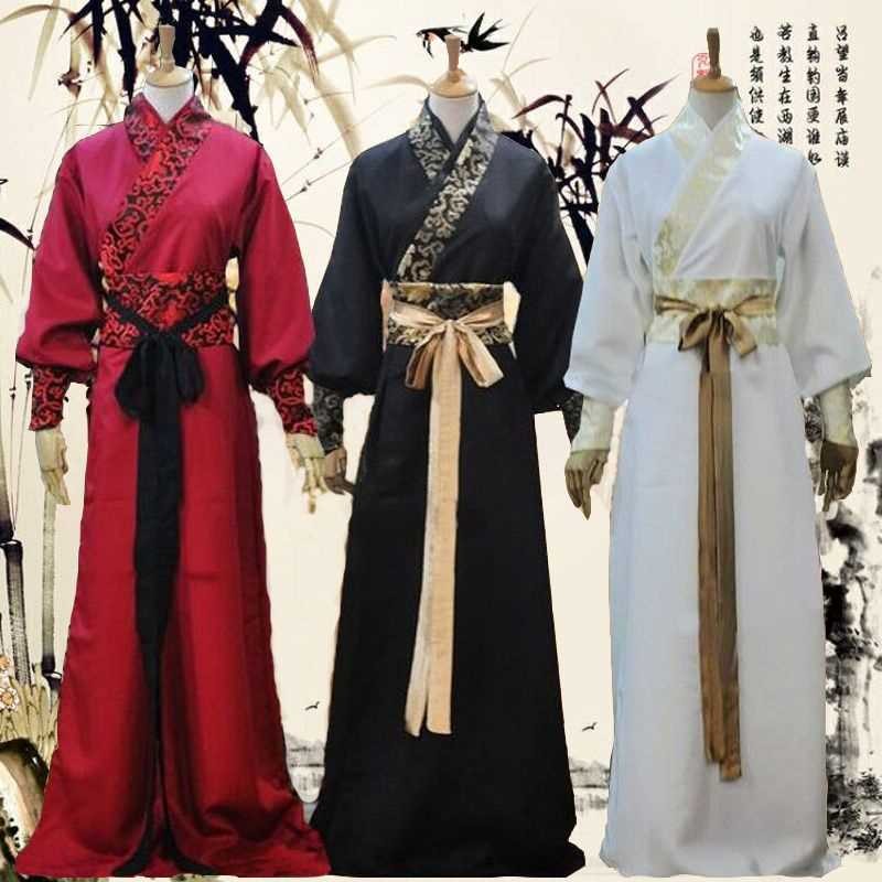 Jual Ancient Costume Men's Han Costume Chivalrous Scholar Performance ...