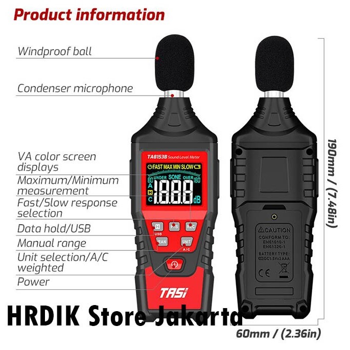 Jual Sound Level Meter Data Logger Decibel Tester Tasi Ta8153B Ukur ...