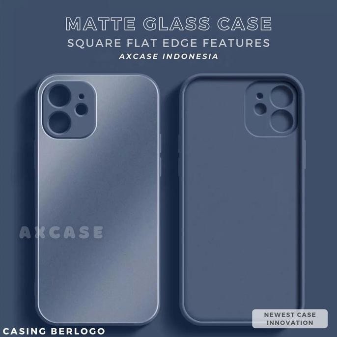 Jual SQUARE EDGE MATTE GLASS CASE IPHONE X XR XS 11 12 PRO MAX CASING ...