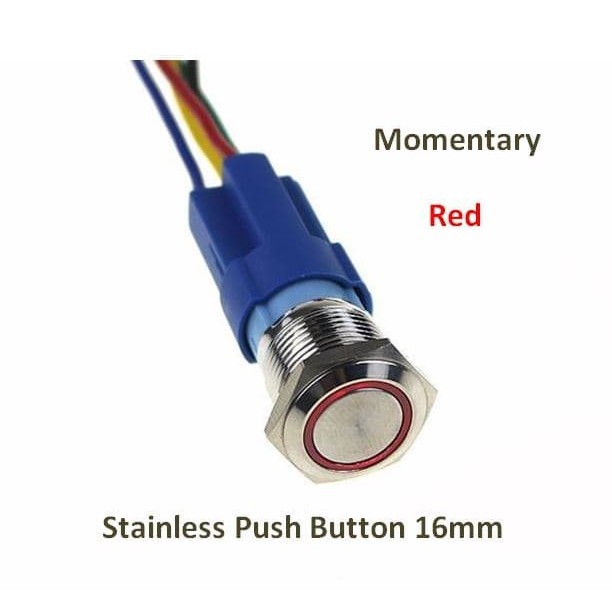 Jual STAINLESS STELL 16MM MOMENTARY METAL PUSH BUTTON RED RING LED ...