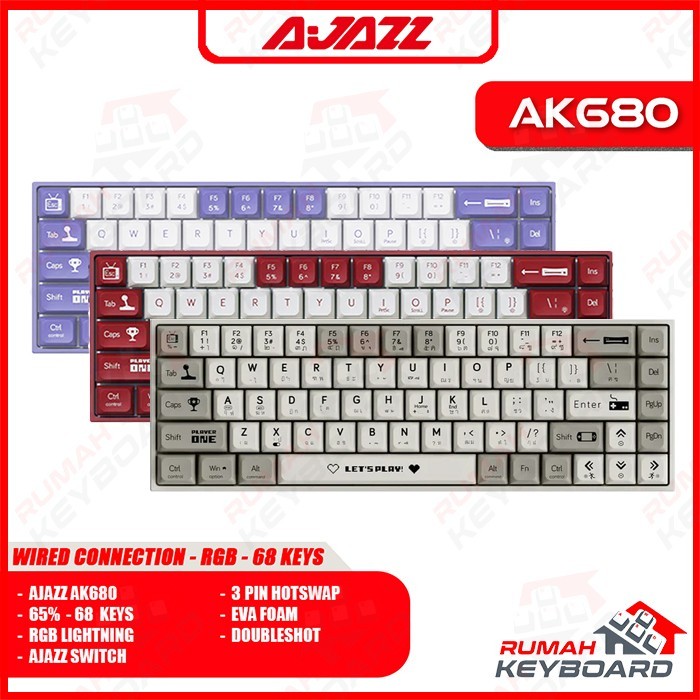 Jual TERBARU!! MECHANICAL KEYBOARD - AJAZZ AK680 - 65% - WIRED - RGB ...