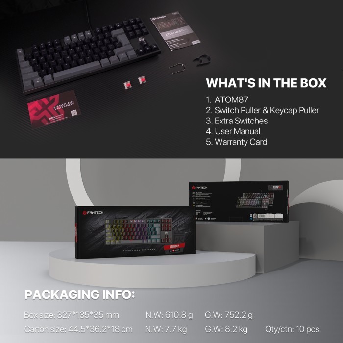 Jual PROMO!! Fantech ATOM MK876 RGB Gaming Mechanical Keyboard TKL | Shopee Indonesia