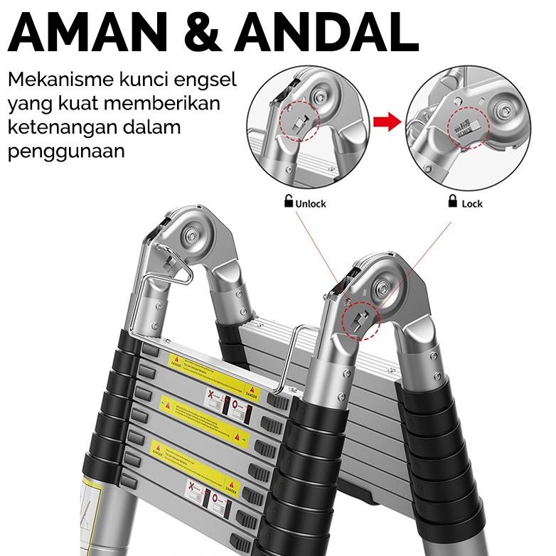 Jual Tangga Telescopic (2,2M+2,2M) Tangga Lipat Aluminium Teleskopik ...