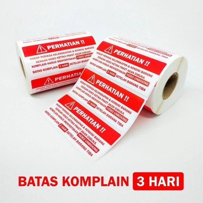 Jual Sticker Label Perhatian Video Unboxing 8,5 X 3,5 Cm (1 Roll/ 500 ...