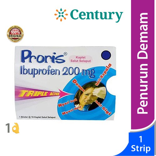 Jual Proris Kaplet 200mg Triple Action 1 strip / Pereda Demam / Demam ...