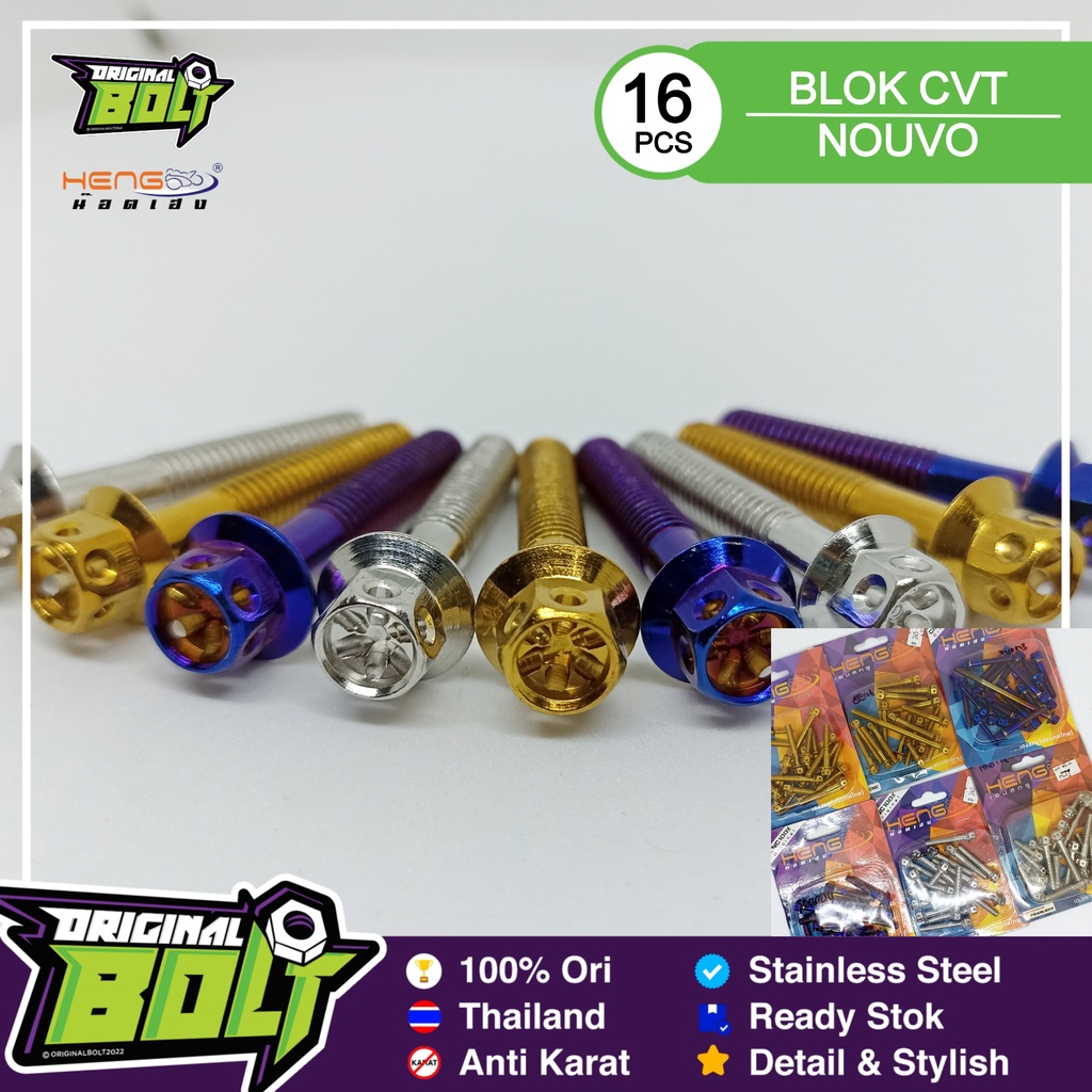 Jual Set Baut Blok CVT Nouvo Probolt Heng Thailand Stainless Original_bolt | Shopee Indonesia