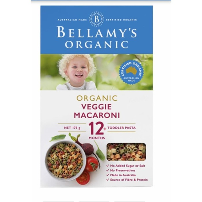 Jual Bellamys Organic Baby Pasta - Veggie Macaroni 175g | Shopee Indonesia