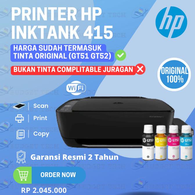 Jual hp ink tank wireless 415 printer all in one - black | Shopee Indonesia