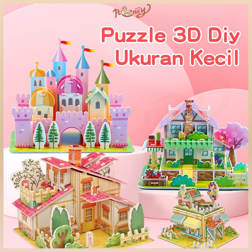 Jual Poney 3D puzzle diy Mainan edukasi puzzle 3d anak Miniatur diy ...