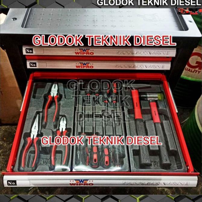Jual Tool Box Trolley Cabinet + Tool Kit Set 6 Susun 127 Pcs Wipro Original | Shopee Indonesia