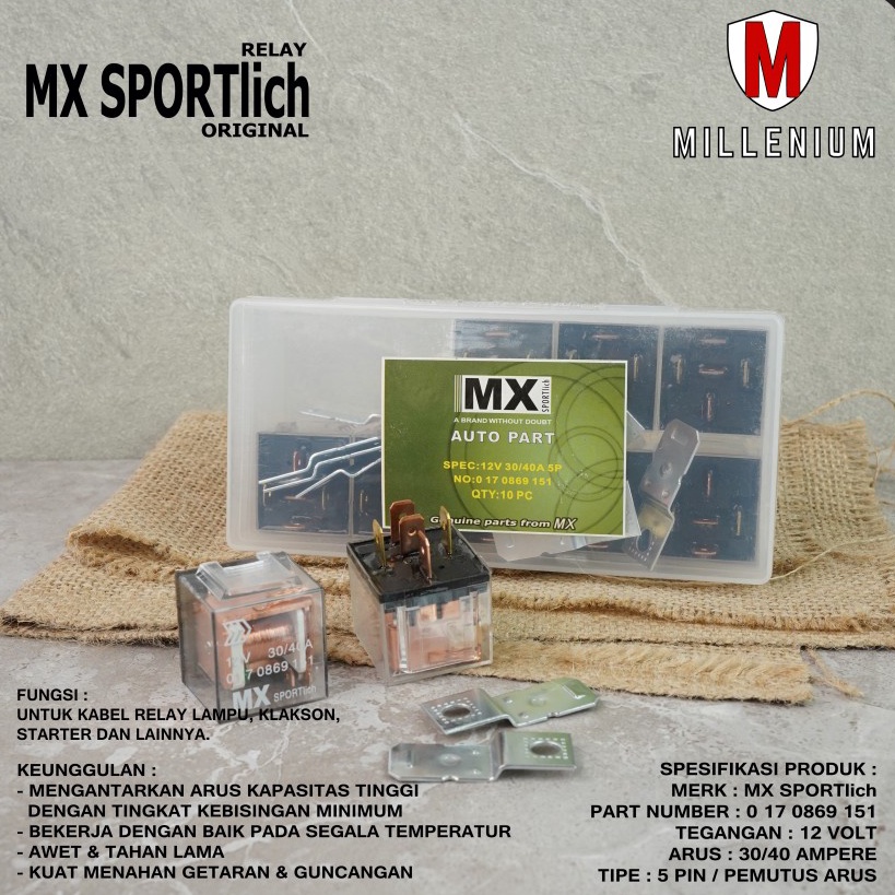 Jual ATD521 RELAY MX TRANSPARAN 5 KAKI 5 PIN 87A PEMUTUS ARUS 12V 40A ...