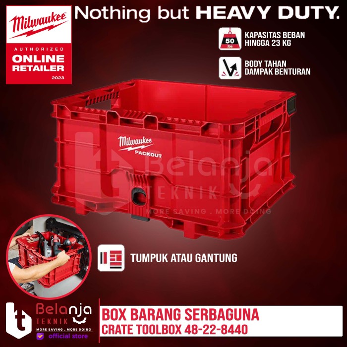 Jual Milwaukee Box Barang Serbaguna Packout Crate Toolbox Tool 48-22 ...