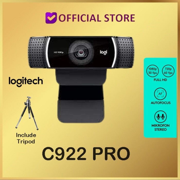 Jual Logitech C922 PRO STREAM Webcam Background Replacement + Tripod ...