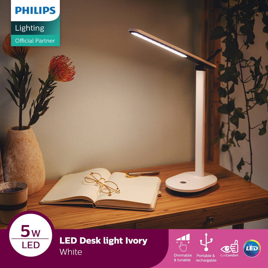 Jual Philips Lampu LED Desk Light Ivory - Rechargeable 5W White ...