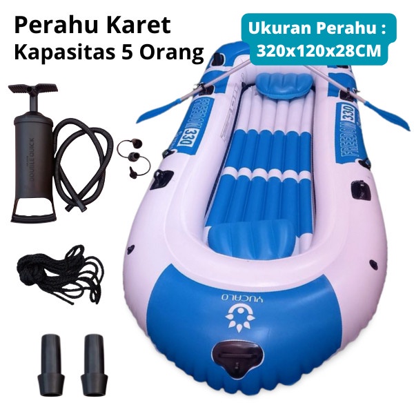 Jual Perahu Karet Angin Renang Kapasitas 5 Orang Komplit Dayung ready ...