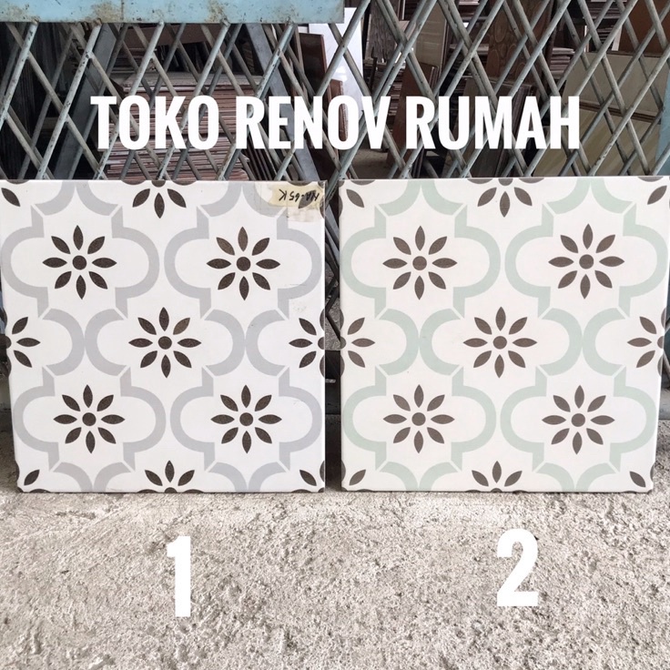Jual BestSeller keramik lantai 40x40 putih motif batik vintage ...
