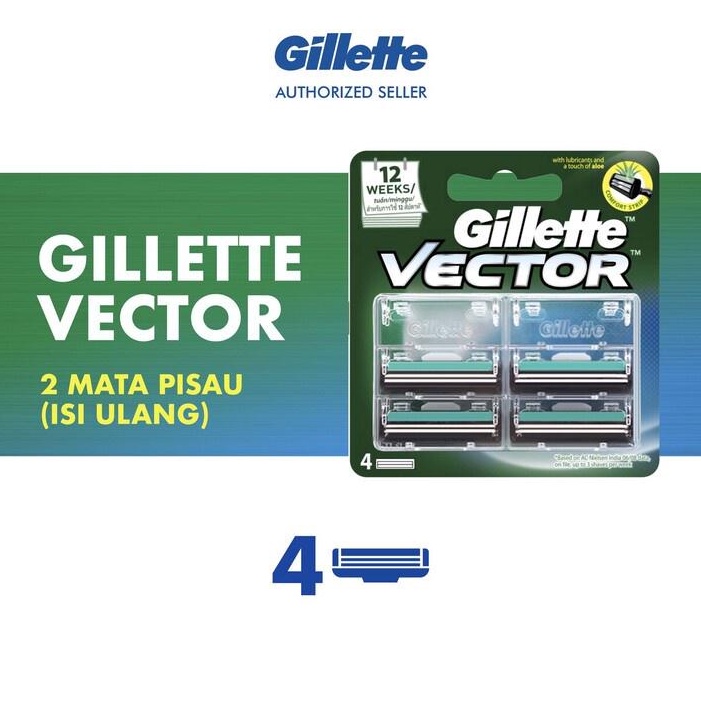 Jual Ready☠Gillette Alat Cukur Vector Isi 4 Refill Pisau Cukur Isi ...