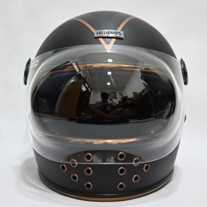 Jual BELLISSIMO HELMET RETRO RUBY - Black DOFF / Helm RETRO Ruby Full ...