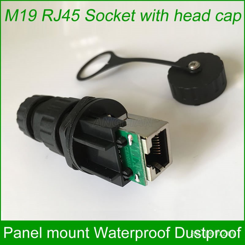 Jual &M19 RJ45 waterproof Connector Outdoor AP socket Gigabit Straight ...